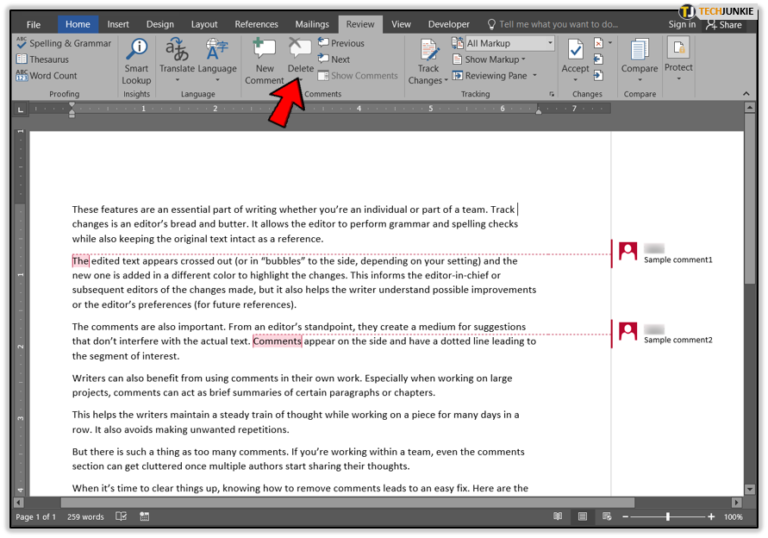 How To Delete All Comments in Word - Tech Junkie