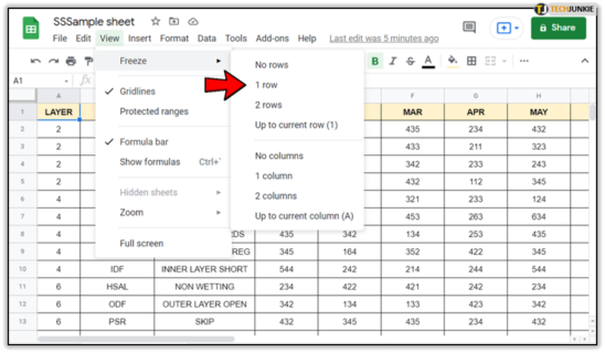 How to Make a Row Sticky in Google Sheets - Tech Junkie