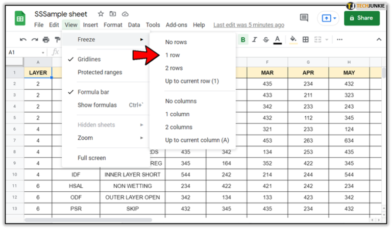 How to Make a Row Sticky in Google Sheets - Tech Junkie