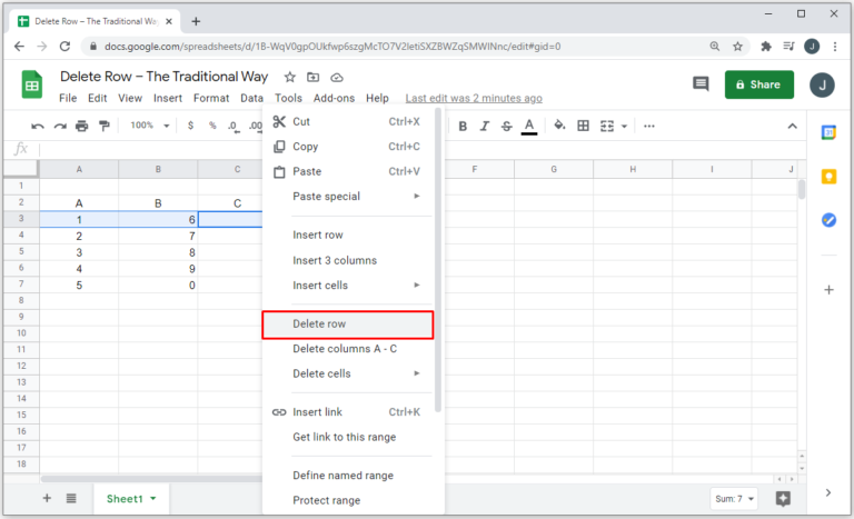 What Is the Shortcut to Delete a Row in Google Sheets? - Tech Junkie