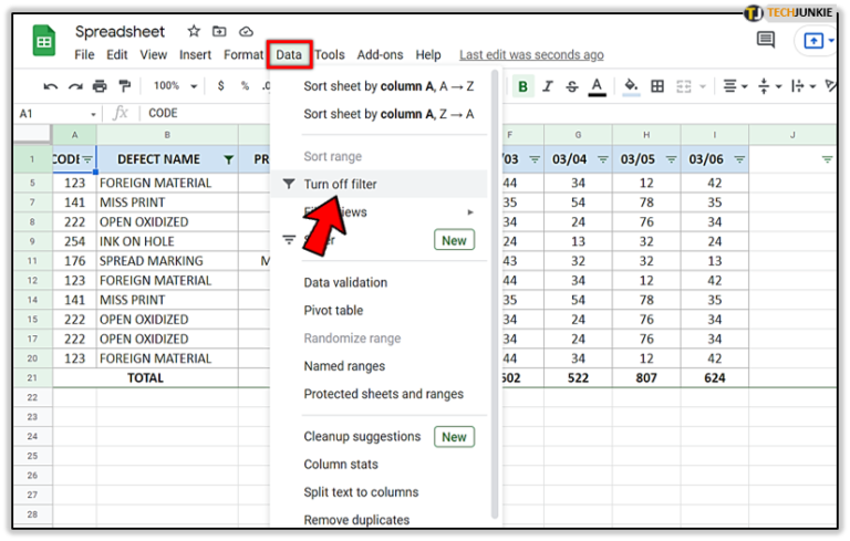 How to Clear All Filters in Google Sheets - Tech Junkie