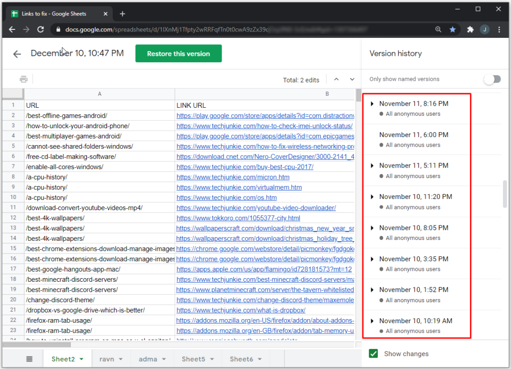 How to Check Edit History in Google Sheets - Tech Junkie