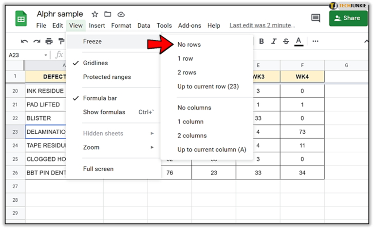 How to Lock a Row in Google Sheets - Tech Junkie