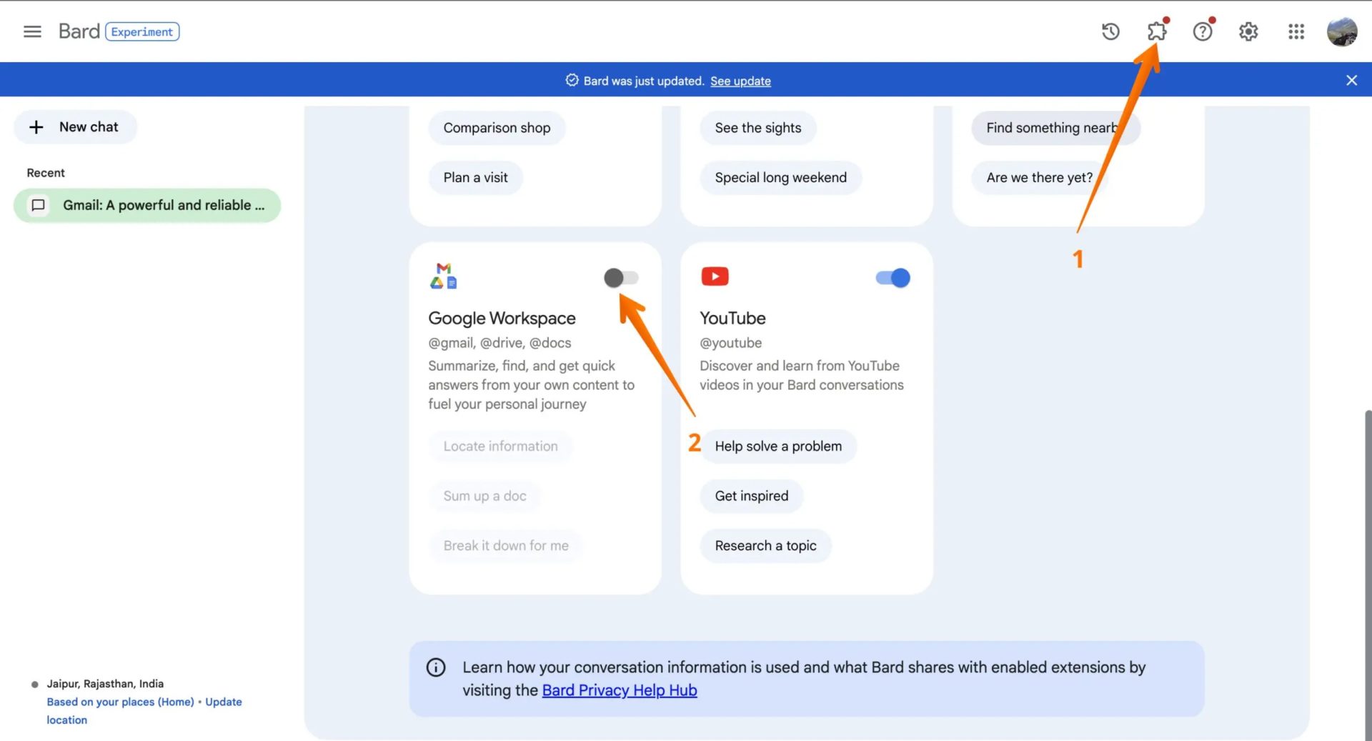 How to Link Google Bard Extensions to Gmail, Drive, and Docs - Tech Junkie