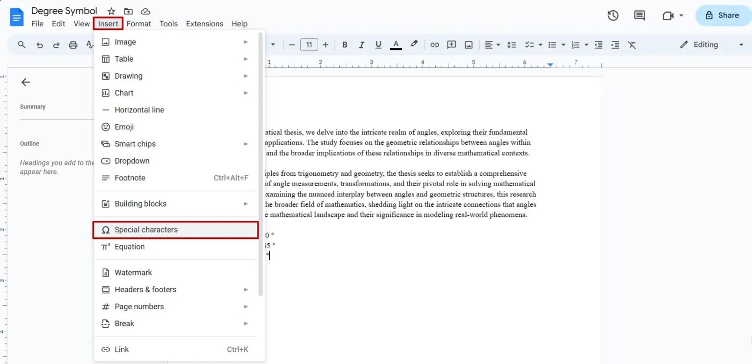 How to Add a Degree Symbol in Google Docs - Tech Junkie